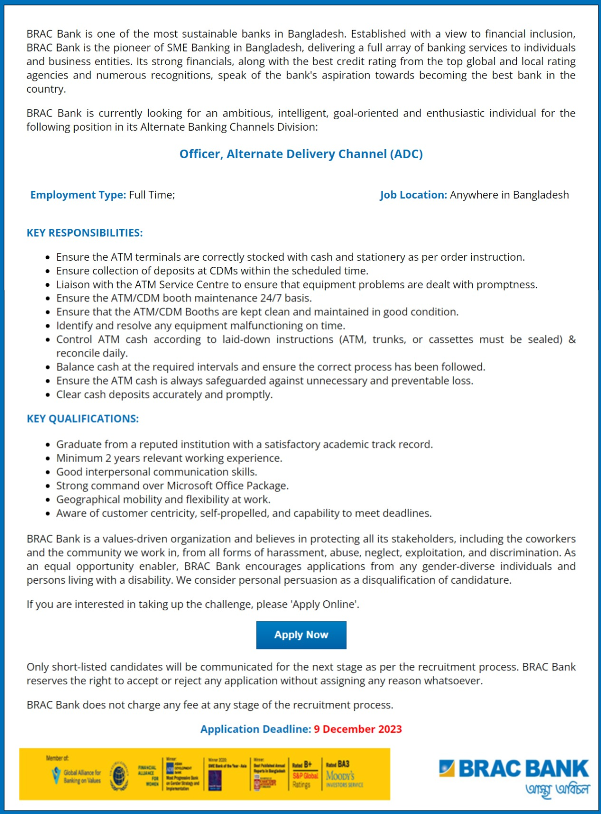 BRAC Bank Job Circular 2023 – www.bracbank.com - Bangladesh Post